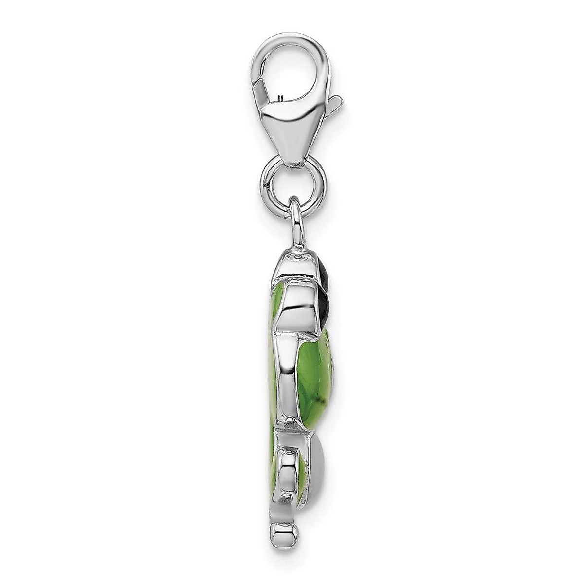 Amore La Vita Sterling Silver Rhodium-plated Polished Enameled Frog Charm with Fancy Lobster Clasp QQCC716