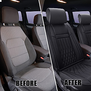Tallew 2 Pieces Car Seat Covers Front Seat Vehicle Cushion Cover Waterproof Black Interior Covers Faux Leather Seat Covers Universal Car Sit Covers Fit for Most Cars Automotive Seat Accessories