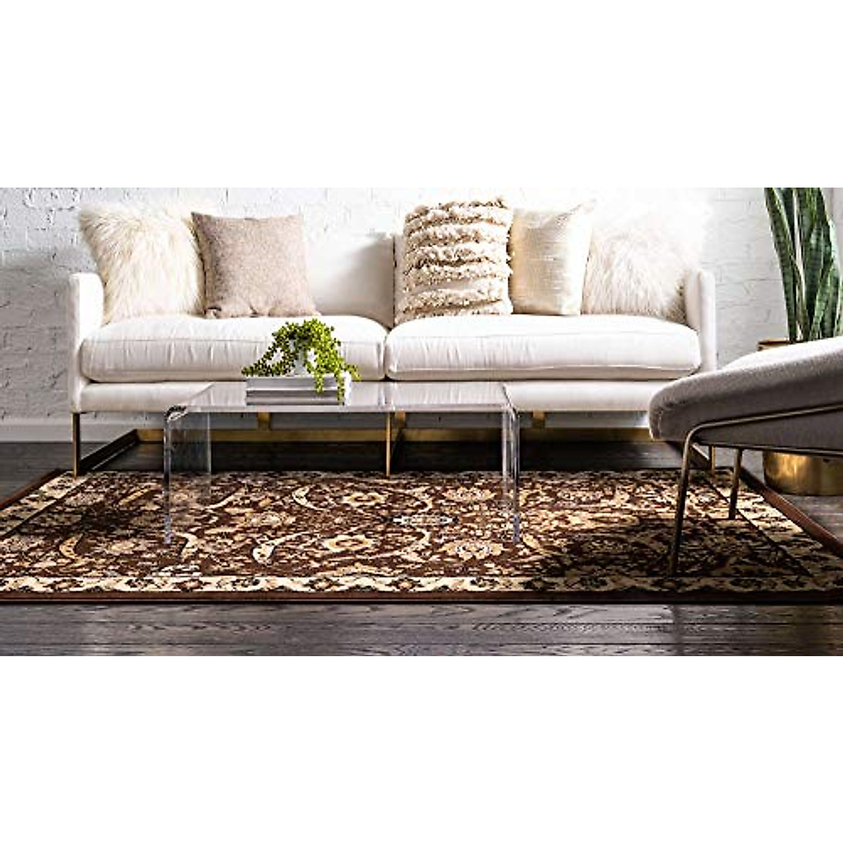 Unique Loom Espahan Collection Traditional Classic Inspired, Intricate Design Area Rug, 10 ft x 13 ft, Brown/Beige