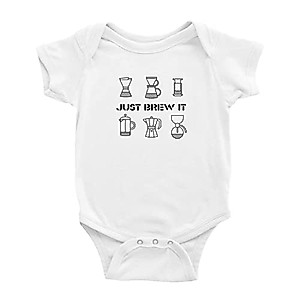 BABYWEN Just Brew It Coffee Movement Cute Baby Clothing Bodysuits Boy Girl Unisex (White, 3-6 Months)