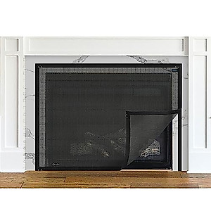 HOMWMPA Fireplace Screen, Mesh Fireplace Cover, Baby Proof to Prevent Baby and Pet Near Idle Fireplace, Fireplace Safe Mesh, 45" W x 34" H