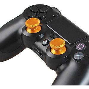 2PCS Aluminum Metal Analog Joystick Thumbstick Rocker Mushroom Caps Button for PS4 Xbox One Replacement (Gold)