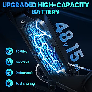 Electric Bike,750W Motor Electric Bike for Adults,20"×4" Fat Tire Mountain Ebike,48v 15AH Removable Battery,28MPH & 38Miles Long Range,E Bikes for Adults Shimano 7 Speed for Outdoor Cycling (Black)