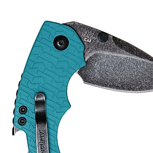 Kershaw Shuffle Teal Multifunction Folding Pocket Knife (8700TEALBW), 2.4 In. 8Cr13MoV Black Oxide Steel Blade with Blackwash Finish, Includes Thumbstud and Reversible Pocketclip; 2.8 oz.