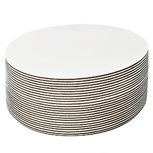 CHERRY 25-Pack 10 inch Sturdy Round Cake Boards, White Cardboard Cake Circles plate Scalloped Base,Pack of 25
