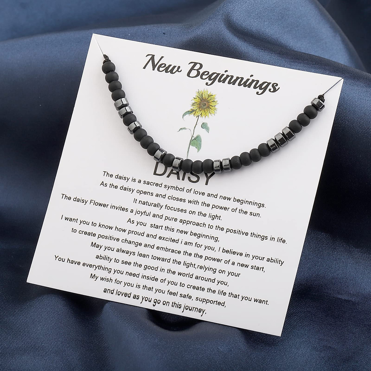 MAOFAED New Beginnings Morse Code Bracelet for Men Women New Beginnings Gift Inspirational Gift New Challenge Gift (new beginning code br)