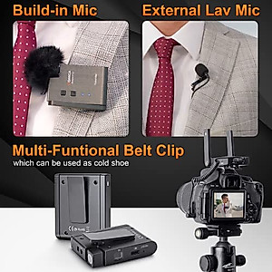 COMICA BoomX-U2 UHF Wireless Lavalier Microphone System with Dual-Channel Recording, Noise Reduction, 394' Range, Screen Flip, Lav Mic for Camera Smartphone Podcast Interview YouTube Facebook Live