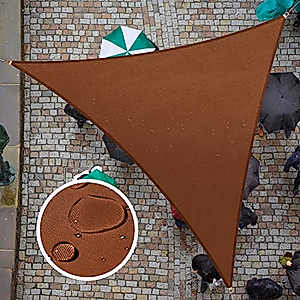 ColourTree 16' x 16' x 16' Brown TADT16 Triangle Waterproof Sun Shade Sail Canopy Awning Shelter, 95% UV Block Water Resistant, Garden Carport Outdoor Patio (We Customize)