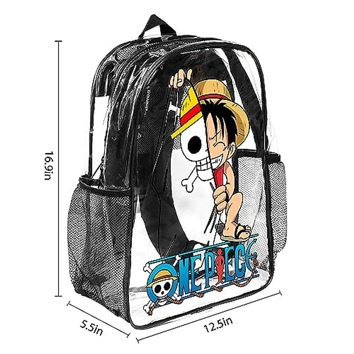 URYLVUG Japanese Anime Clear Backpack, Cosplay PVC Daypack, Heavy Duty See Through Shoulder Bag for Work, Transparent Plastic Bag for Boys Girls-Cute
