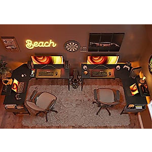 Cubiker 59.1" L-Shaped Gaming Desk, Home Office Computer Desk with Monitor Stand, Black