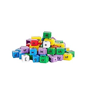 hand2mind Letter Pattern Reading Rods, Build a Word with Alphabet Blocks, Early Readers Linking Cubes, Reading Manipulatives, Montessori Alphabet, 1st Grade Reading, Homeschool Supplies (Set of 141)