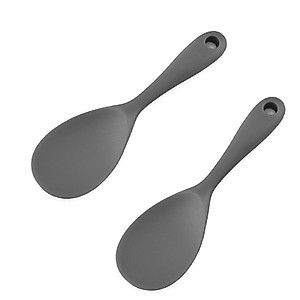 Rice Paddle, Silicone Rice Spoon Non Stick Rice Scooper Heat Resistant Kitchen Gadge Rice Spoon Paddle Cooking Utensil Rice Spatula Rice Cooker Spoon for Rice, Salads, Mashed Potato (Set of 2)