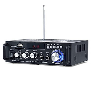 Kaynell 298A Wireless Bluetooth 5.0 Stereo Audio Amplifier, RMS 40Wx2, Max 300Wx2 Dual Channel Power Amp Sound Receiver w/USB, SD Card, FM Radio Home Speakers Theater System Remote Controller, Black