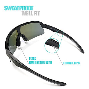 EAZYRUN ER00 Medium to Large blue Polarized shield sports sunglasses for men, 100% baseball ski biking cycling running beach volleyball