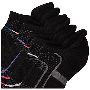 Fruit of the Loom Women's CoolZone No Show with Tab Socks (6 Pack), Black, Large (8 - 12)