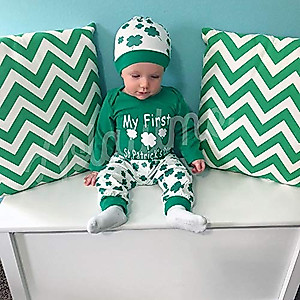 Aslaylme Baby Boy Girls St. Patrick's Day Outfit Newborn Saint Patrick's Day Clothes First St. Patrick's Day Bodysuit (Green, 3-6 Months)