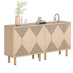 LITTLE TREE Sideboard Buffet Modern Storage Cabinet with Doors Brown