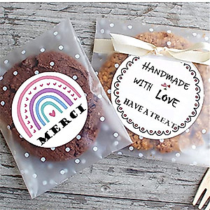 Merci Stickers 2" Raibow French Thank You Adhesive Stickers - 500 Pcs Round Business Stickers Envelope Seals (Rainbow, 2)