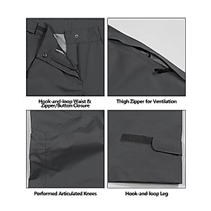 Little Donkey Andy Women's High-Performance Waterproof Rain Pants Lightweight Breathable Golf Hiking Pants Grey Size L