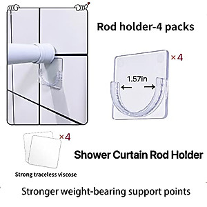 Adhesive Shower Curtain Rod Holder No Drilling,Set of 4,No Slippage Wall Mount Retainer of Shower Rods for Bathroom(Shower Curtain Rod Not Included)