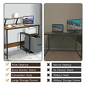 MJWDP Computer Desk Writing Workstation with Removable Storage Shelves and Shelves for Home Office