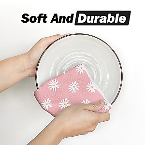 Artoid Mode Pink Home Sweet Home Flowers Summer Kitchen Towels Dish Towels, 18x26 Inch Wedding Decoration Hand Towels Set of 2