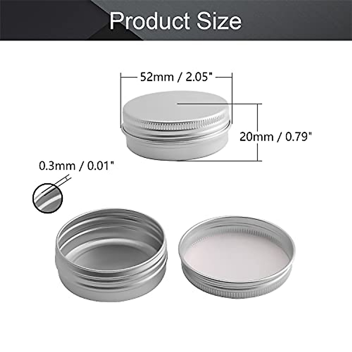 Othmro 5Pcs 1oz Metal Round Tins Aluminum Tin Cans Jar Refillable Containers 30ml Tin Cans Tin Bottles Containers with Screw Lid for Salve Spices Lip Balm Tea Candies Silver 52×20mm