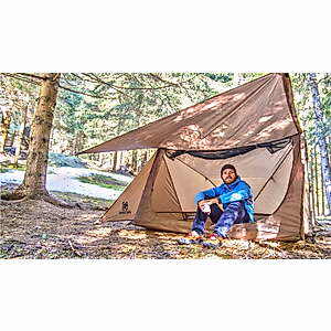 OneTigris Backwoods Bungalow Ultralight Bushcraft Shelter 2.0, Backpacking Tent with Canopy 2 Person Waterproof Ripstop