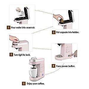 CHULUX Single Serve Coffee Maker,One Button Operation with Auto Shut-Off for Coffee and Tea with 5 to 12 Ounce,Pink