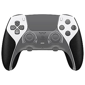 PlayVital Anti-Skid Sweat-Absorbent Controller Grip for ps5 Edge Wireless Controller, Professional Textured Soft PU Handle Grips Anti Sweat Protector for ps5 Edge Controller - Black