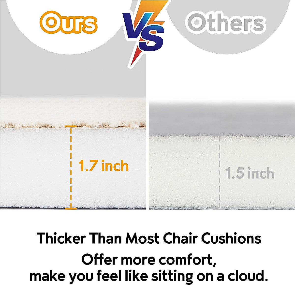 PAGGED Khaki Kitchen Dining Chairs Cushions Set of 4 Non Slip Foam Patio Seat Cushions Washable Soft Thick Pads Large Wooden Metal Tapered Chair Cushions,17" x 16"