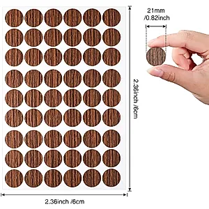1080 Pieces Adhesive Screw Hole Covers Stickers PVC Cover Caps 20 Colors Waterproof Wood Textured Cover for Wall Cabinets Desk Screws Furniture Repairing