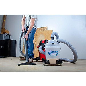 Oneida Dust Deputy Low-Pro Deluxe Lid Dust Separator Kit With See-Through 5 Gallon Clear Bucket & Casters For Wet/Dry Vacuums - Made In USA