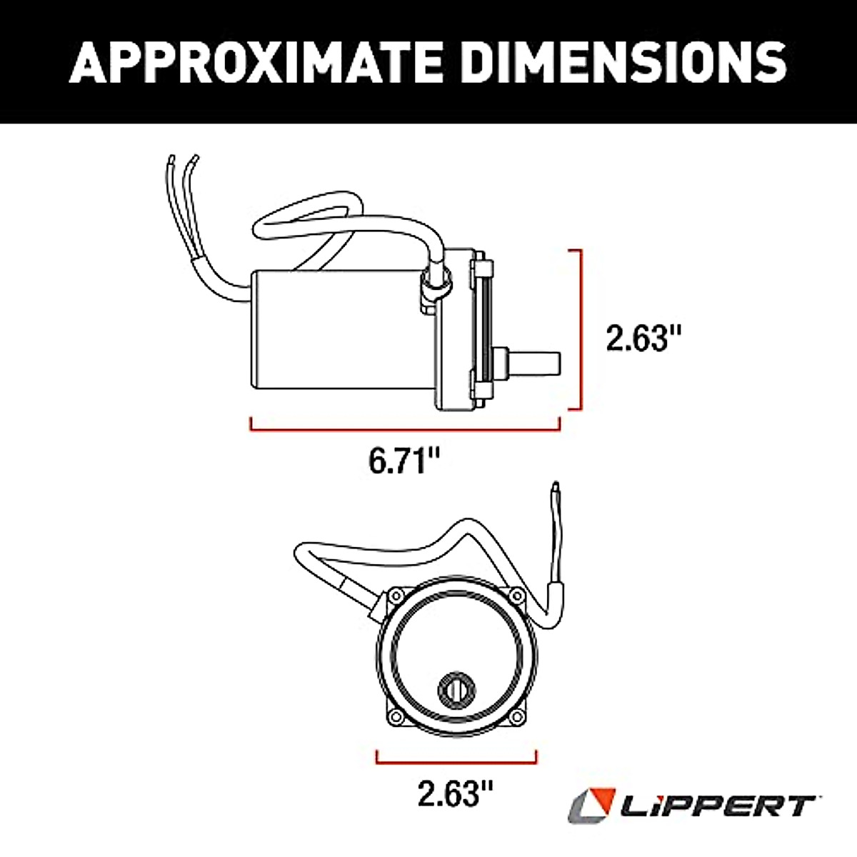 Lippert Replacement Motor for High-Speed Electric RV Stabilizer Jack System on 5th Wheels and Travel Trailers, Cover Boot Included - 352338
