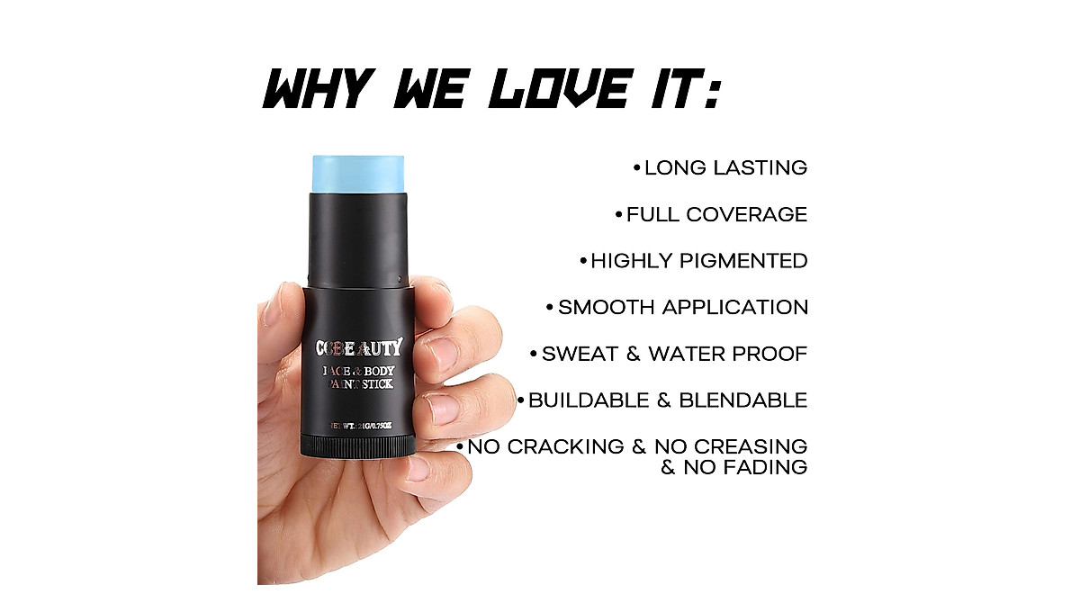 CCbeauty Light Blue Face Paint Stick for Halloween
