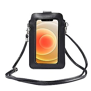 Lightweight Cell Phone Touch Screen Crossbody Bag Travel Shoulder Purse Wristlet Clutch Handbags, Black