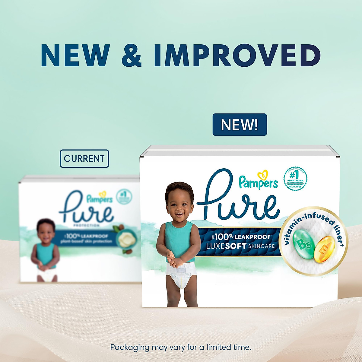 Diapers Size 1, 198 Count - Pampers Pure Protection Disposable Baby Diapers, Hypoallergenic and Unscented Protection (Packaging & Prints May Vary)