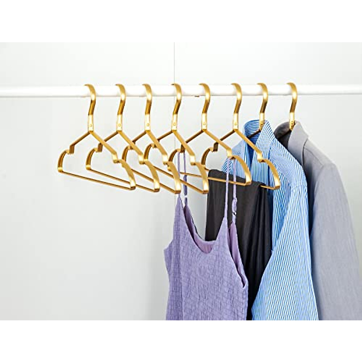 Amber Home Premium Matte Gold Aluminum Coat Hangers 20 Pack, 16.5” Extra Smooth & Durable Metal Shirt Dress Hanger, Light & Sturdy Metal Rack for Jacket Trouser Pant Slack