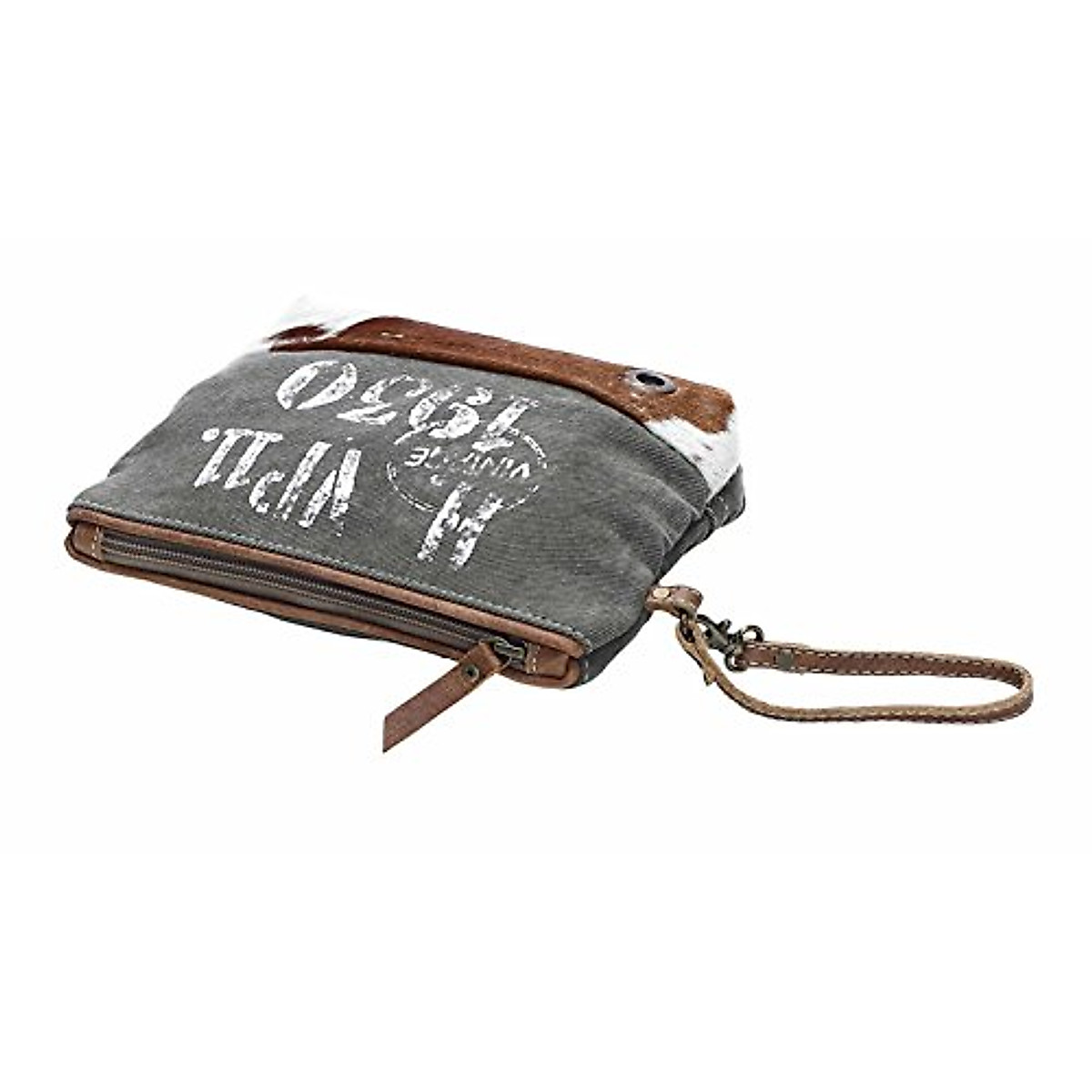 Myra Bag Vintage 1930 Upcycled Canvas Wristlet Bag S-1144