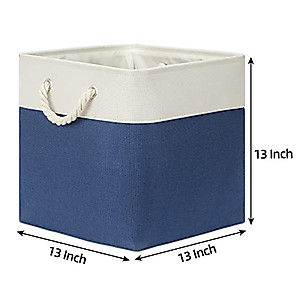 Bidtakay Set of 4 Bundled Baskets Large Cube Storage Baskets for Organizing 13x13 Square (Navy Blue)