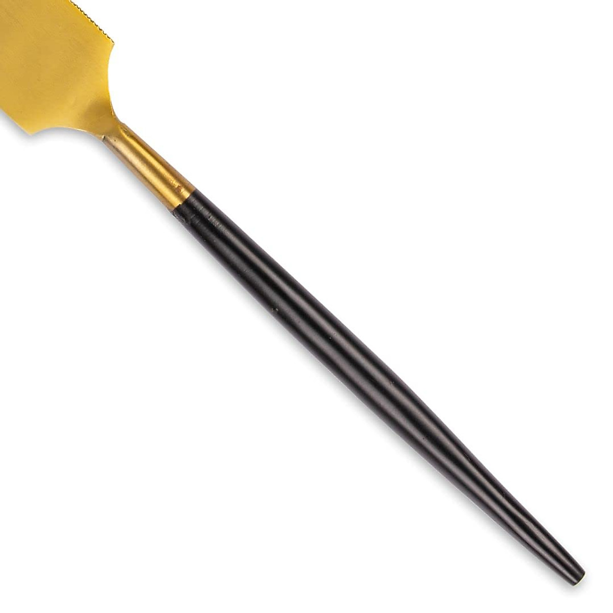 Koyal Wholesale Modern Wedding Cake Knife and Server Set, Minimalist Cake Cutting Set for Wedding, Anniversary, Birthday, Baby Shower, Cake Pie Pastry Servers (Gold/Black)