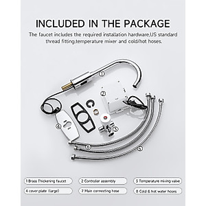 Touchless Bathroom Faucet 3 or 1 Hole, Motion Sensor Sink Faucets Hospital Hands Free Water Faucet with Temperature Mixer, Automatic Faucet Commercial Vanity Faucet Banhao