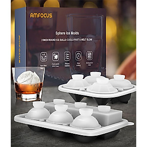 Ice Cube Tray with Lid, Silicone Ice Molds with Round, Square, Diamond, Rose, Large Ice Cube Mold for Whiskey, Bourbon, Cocktails, Easy Release BPA Free, Set of 2