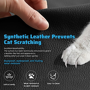 High Back Office Chair with Locking Wheels, Large Executive Desk Chair, Flip Arms Adjustable Lumbar Support, Ergonomic Synthetic Leather Computer Chair Prevents Cats Scratching, Thick Padded, Black