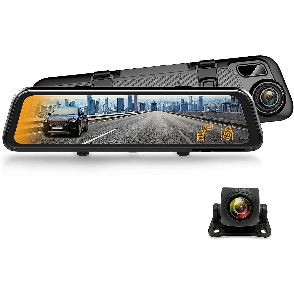 REXING M2 Smart BSD ADAS Dual Mirror Dash CAM 12” IPS Touch Screen, 1080p (Front+Rear),GPS,Stream Media, Parking Monitor, Night Vision,Blind SPOT Detection, Backup Camera for CAR, Pick UP Truck, Taxi