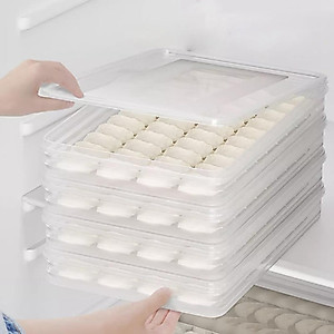 HERCHR Dumpling Storage Box, 4 Layer Food Storage Containers with Lids, Storage,Stackable Large Capacity Fridge Transparent Food Storage Box for Kitchen and Fridge