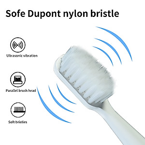 Bauri Electric Toothbrush, Rechargeable Sonic Electric Toothbrush with 3 Brush Heads,Super Slim Electric Toothbrush, IPX7,3 Modes,White Electric Toothbrush