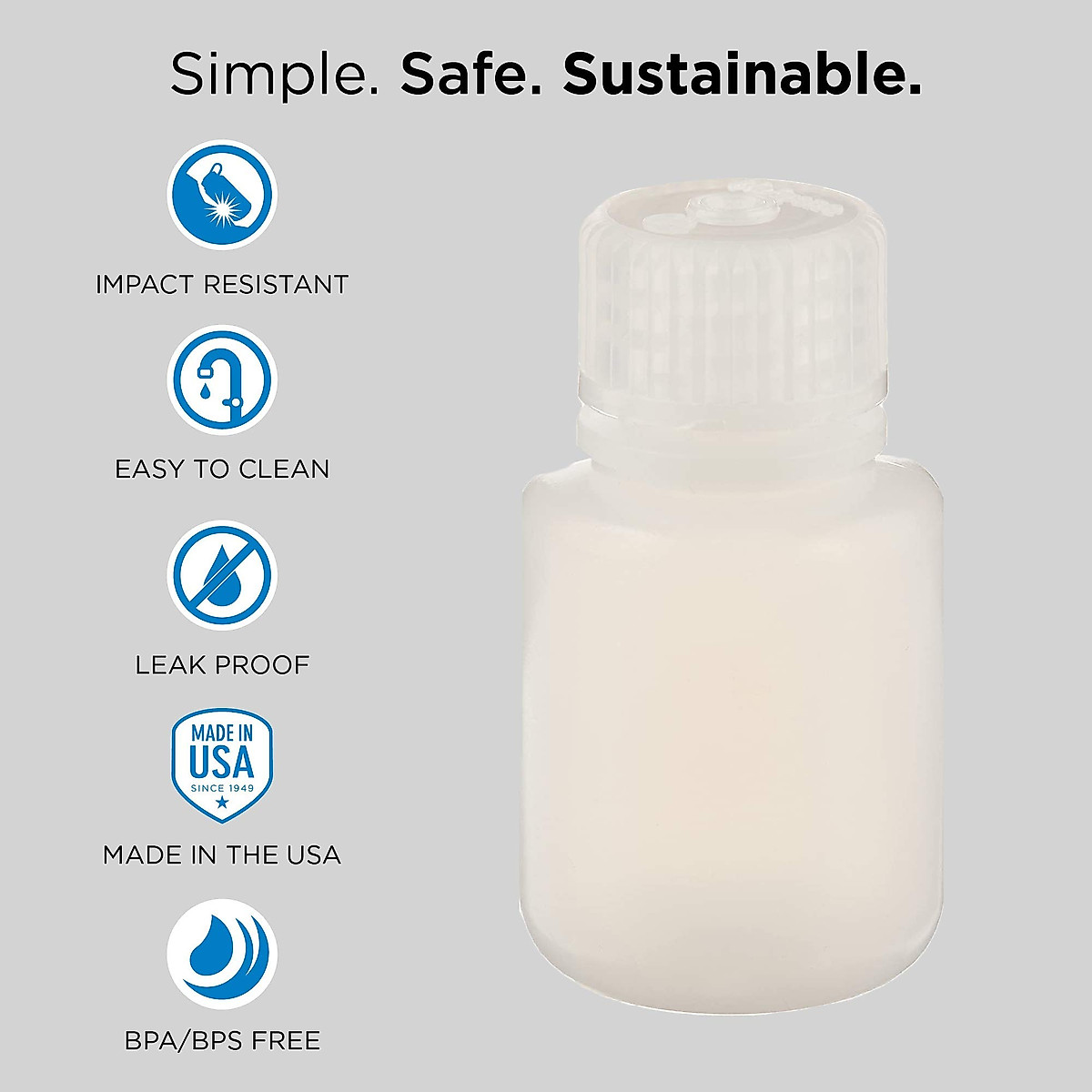 Nalgene HDPE Narrow Mouth Round Container, 8 Oz