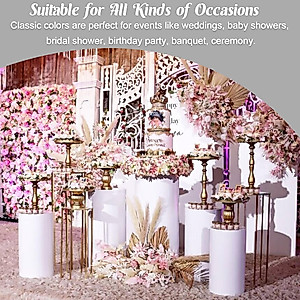 Spandex Cylinder Pedestal Stand Covers Set of 5 Stretchable Cylinder Plinth Covers Dessert Table Display Pillars Cover for Wedding Props Babyshower Birthday Party Event Decor (White)