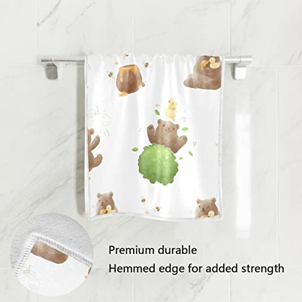 HUSSRITY Adorable Bear and Duck Towels Super Soft Hand Towel Highly Absorbent Washcloths Quick Dry Bath Towel 30x15 Inch Durable Lightweight